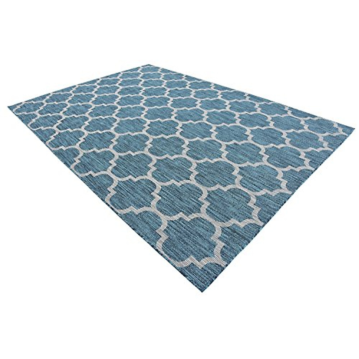 Unique Loom Outdoor Trellis Collection Area Rug (7' 1" x 10' Rectangle, Teal/ Gray)