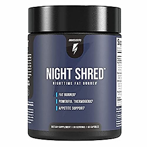 InnoSupps Night Shred | Night Time Fat Burner and Natural Sleep Support | Ashwaganda, 5-HTP, CLA, Melatonin | Appetite Suppressant | Weight Loss Support (60 Vegetarian Capsules)