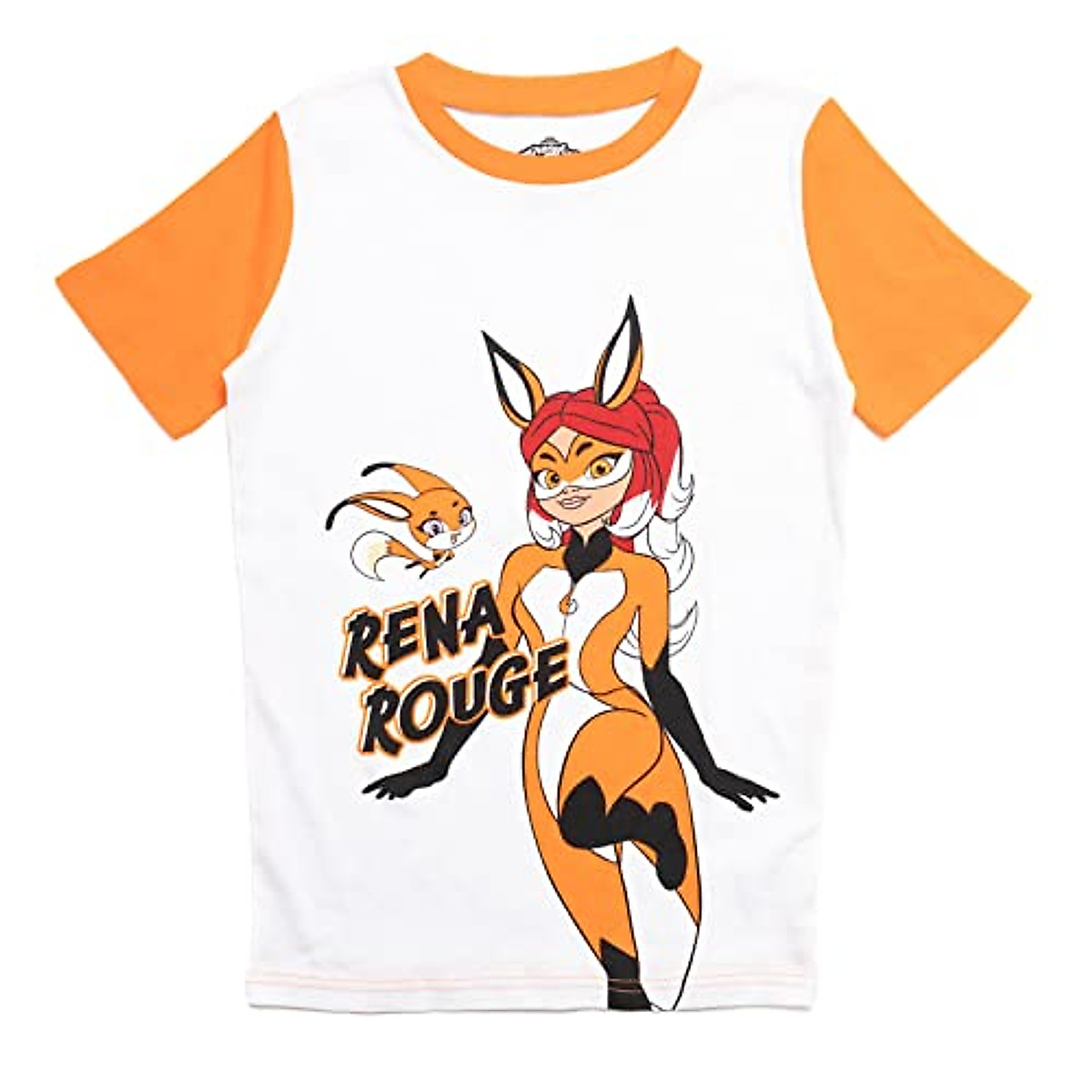 Miraculous Rena Rouge Big Girls Pajama Shirt & Shorts White/Orange 10-12