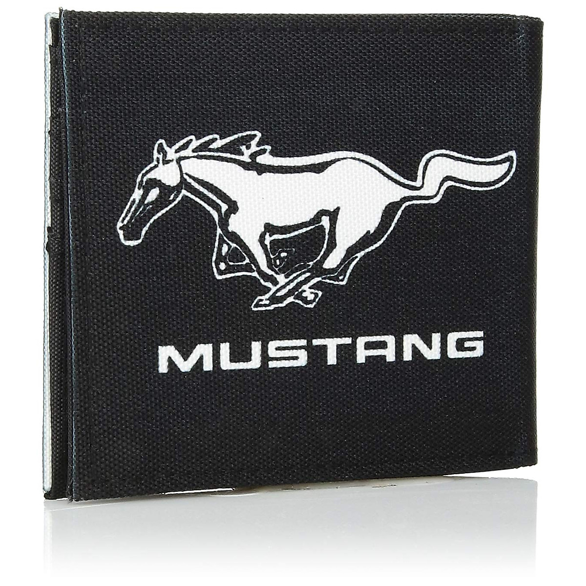 Buckle-Down mens Buckle-down Canvas Bifold - Ford Mustang Black/White Logo Centered Wallet, Multicolor, 4.0 x 3.5 US