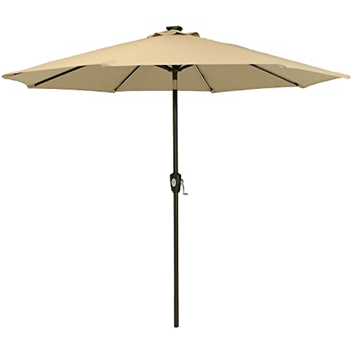 Sunnydaze 9-Foot Sunbrella Tilting Patio Umbrella with Solar LED Light Bars - Beige