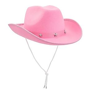 Zodaca Felt Pink Cowgirl Hat for Women and Men, Costume Accessories (14.8 x 10.6 x 5.9 Inches)