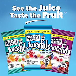 Welch's Juicefuls Juicy Fruit Snacks, Mixed Fruit, Berry Blast & Island Splash Fruit Gushers Variety Pack, Great For School Lunches, Gluten Free, 4 Oz Individual Single Serve Bags (Pack Of 12)