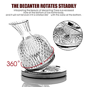 Lovino Crystal Wine Decanter Lead-free Crystal Glass, 360 Degree Spinning, 1.5L Red Wine Aerator Great Gift Box, Wine Accessories