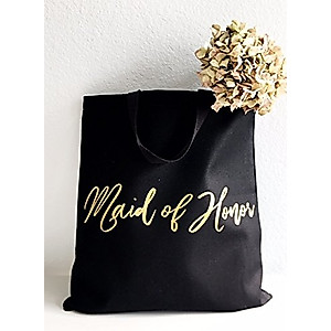 Maid of Honor gift Tote bag by Graceful Greeting Co Heavy Black Canvas keepsake