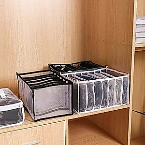 Vertrauen 3PCS Clothes Organizer, Foldable Closet Organizer, 7 Grids Drawer Dividers Storage Basket for T Shirt, Pants, Underwear, Panties, Socks