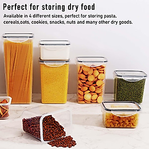 Airtight Food Storage Containers Set-Kitchen and Pantry Organization 16 Pack, BPA-Free Plastic Containers with Lids for Dry Food, Cereal, Flour & Sugar, Include Labels, Marker & Spoon Set