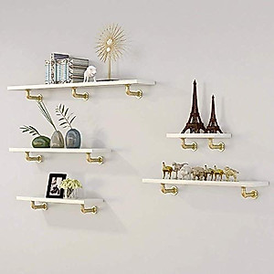 PIBM Stylish Simplicity Shelf Wall Mounted Floating Rack Shelves Industrial Wind Water Pipe Metal Solid Wood Show Bookshelf Kitchen Bathroom Store,7 Sizes, a , 120X20CM