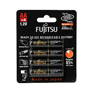 Fujitsu HR-3UTHCEX(4B) 4-Pack AA High Capacity Ni-MH Pre-Charged Rechargeable Batteries (Made in Japan)