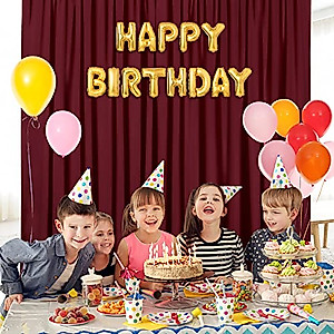 Burgundy Backdrop Curtains Photo Booth Background 2 Panels 5ft x 10ft Polyester Fabric Drapes for Wedding Party Anniversary Ceremony Decorations