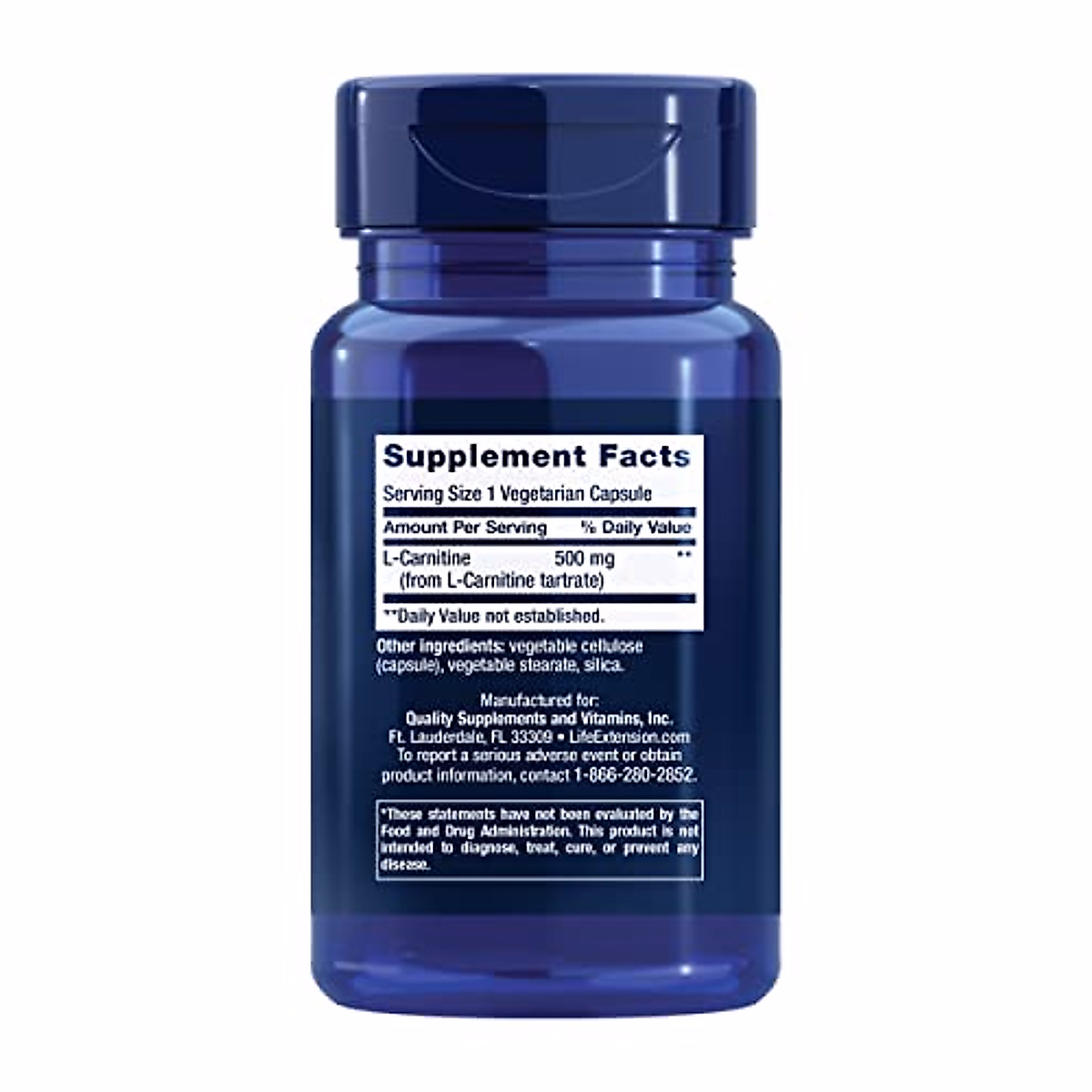 Life Extension L-Carnitine– Helps maintain healthy cellular energy metabolism – Non-GMO, Gluten-Free – 500 mg—30 vegetarian capsules