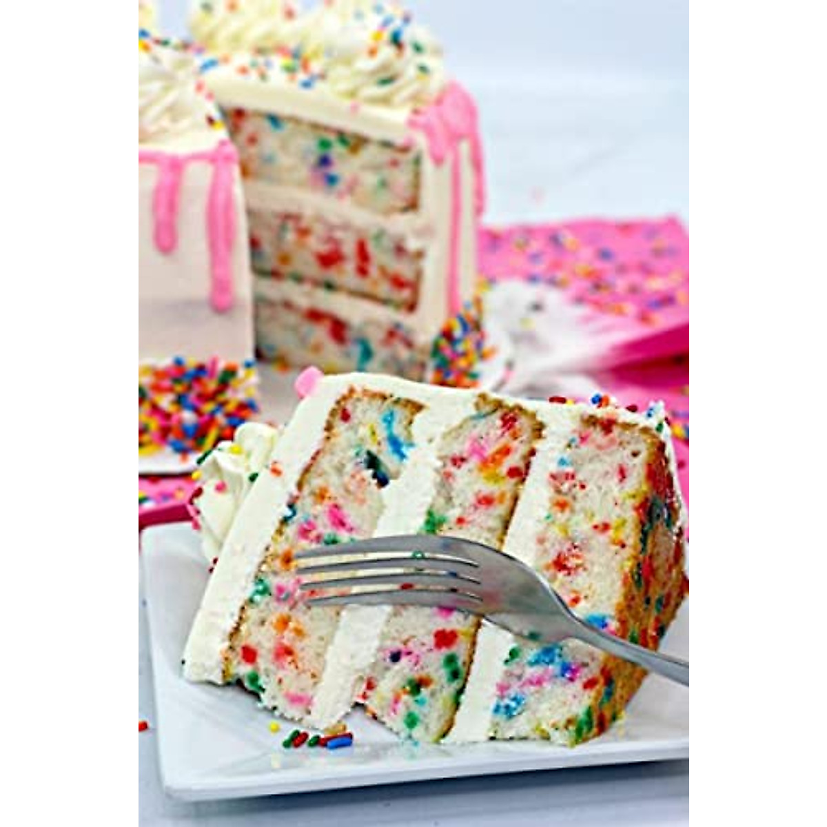 Pillsbury Funfetti Premium Cake Mix, 15.25 oz and Funfetti Vanilla Flavored Frosting, 15.6 oz with By The Cup Spatula Knife