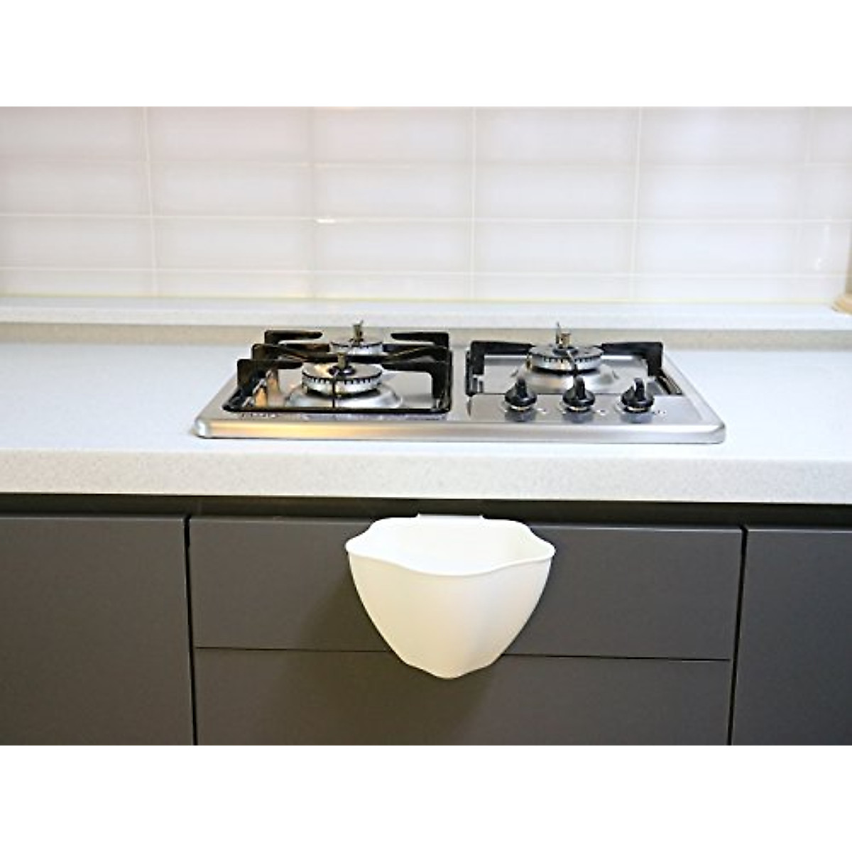 NEED&NEED Kitchen Sink Garbage Basket Multi-Functional Hanging Trash Can Scraps Containers Organizer Countertop Basket Ivory & Black (Pack of 2)