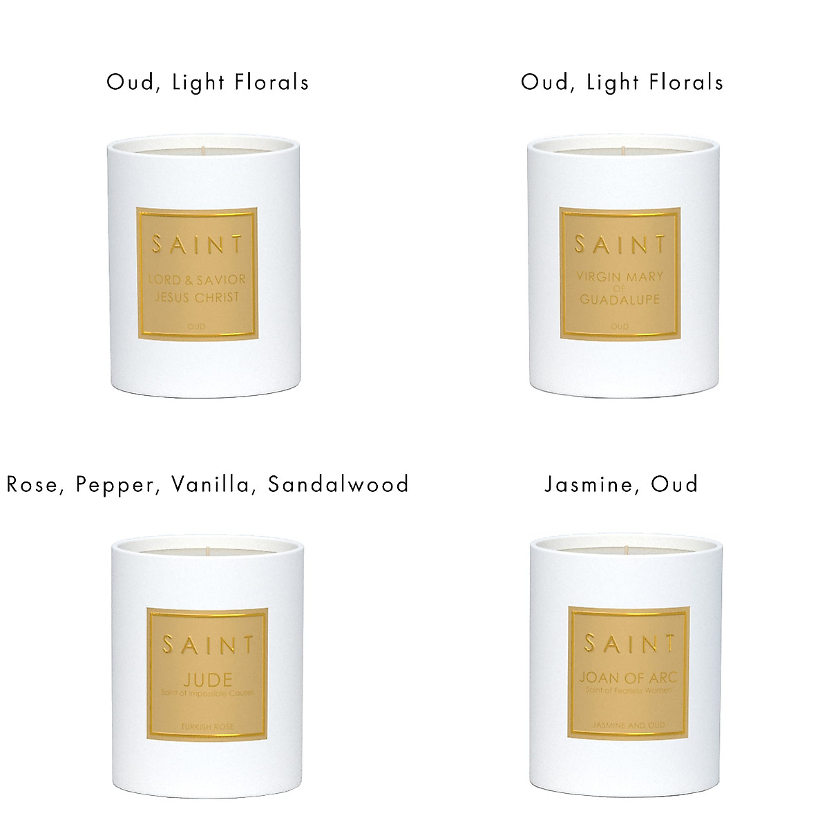 SAINT The Special Edition Collection Votive Candles, Soy Coconut Scented Candle Set with Holy Oil and Prayer Coin, Aromatherapy Soy Candles, 4 18-Hour Long Burning Candles, Holiday Gift-Ready Box