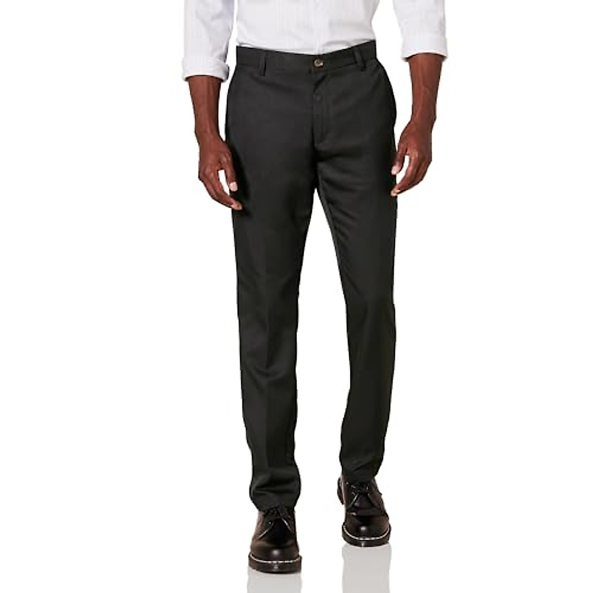 Amazon Essentials Men's Slim-Fit Flat-Front Dress Pant, Black, 28W x 32L