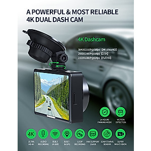 4K Dash Cam WiFi GPS - Front and Rear Dual Dash Camera for Cars, 3" IPS Touchscreen, Sony Sensor, Super Night Vision, Parking Mode, Support 256GB Max, Surfola SD810
