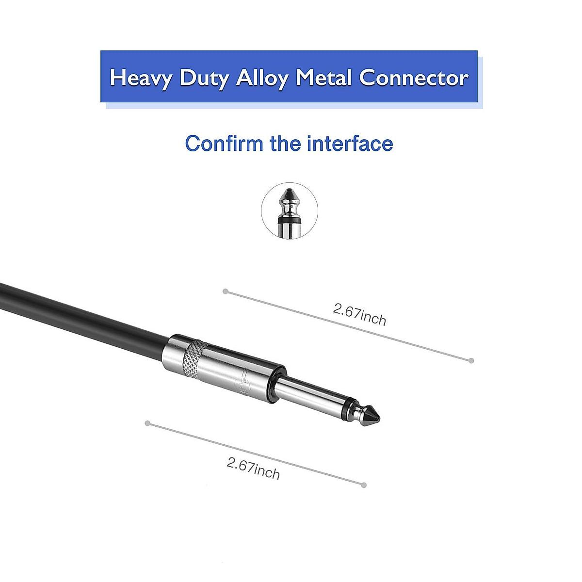 Yuyaokk 2Pack 25 ft 1/4" to 1/4" Speaker Cables, True 12AWG Patch Cords, 1/4 Male Inch DJ/PA Audio Speaker Cable 12 Gauge Wire.