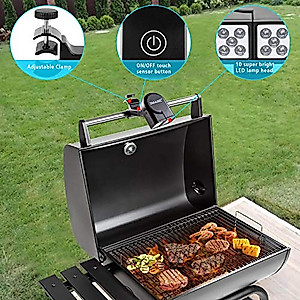 IMAGE Grill Light, BBQ Lights for Grill with 10 Super Bright LED Lights, Adjustable Handle with 360 Degree Rotation, Round & Square Bars Light on Any BBQ Pit, Grill Lights for Cooking and Outdoor Use