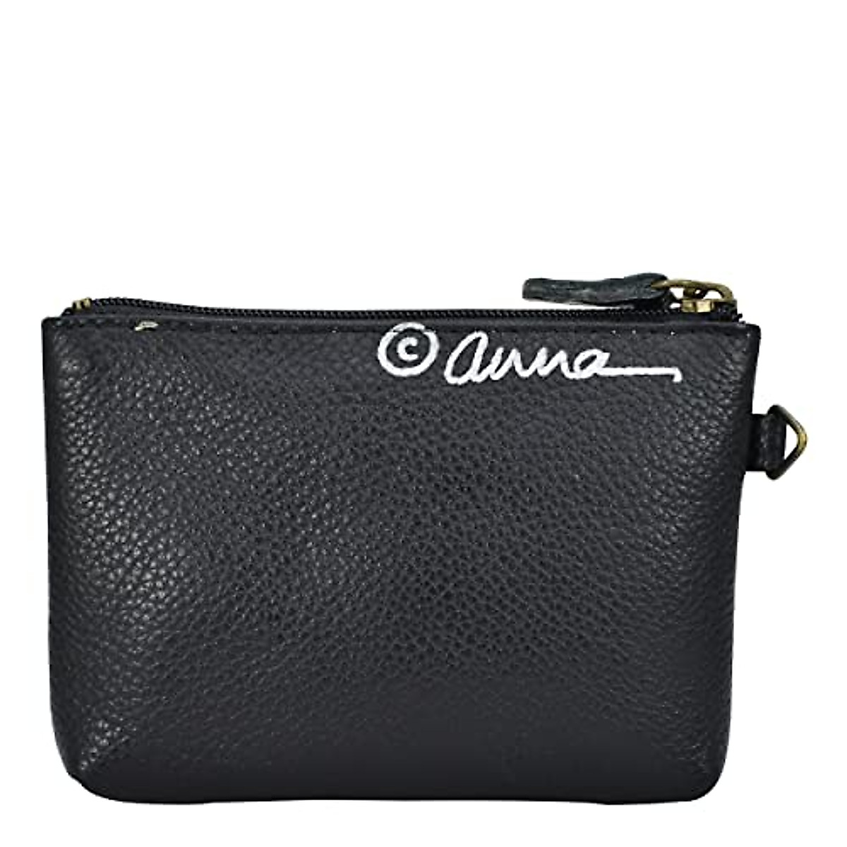 Anna by Anuschka Women's Hand Painted Genuine Leather Coin Pouch - Two Cats Grey