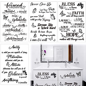 4 Sheets Vintage Rub on Transfers Butterfly Word for Furniture Inspirational Home Decoration Transfers for Crafts Wood Furniture Room Wall Scrapbooking Envelope, 4 Designs