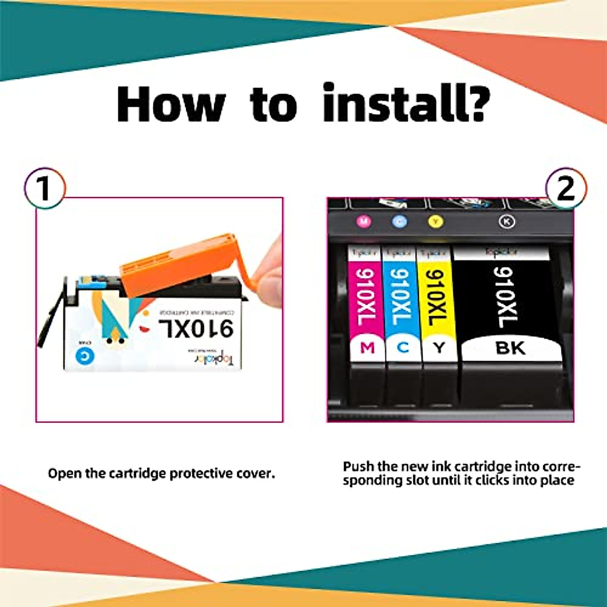 Topkolor 910 XL Compatible HP 910XL Ink Cartridges Combo Pack for HP 8025e 8025 8020 8035e 8035 8022 8028 e Series Printer, 4 Pack