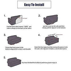 IMYOGI High Stretch Sofa Covers Stylish Couch Covers L Shape Sofa Cover Solid Color Sofa Slipcovers Jacquard Fabric Machine Washable Furniture Protector for Living Room -blue-3-4 Seater+4 Seater