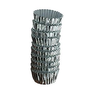 Candy Cups Dessert Wrappers Fla - Forminha para Brigadeiro - Metallic Foil Paper Liner for Sweets n. 5 | For Birthday, Bridal, Wedding and Baby Shower, 50 pieces, 0.5 in (Silver)