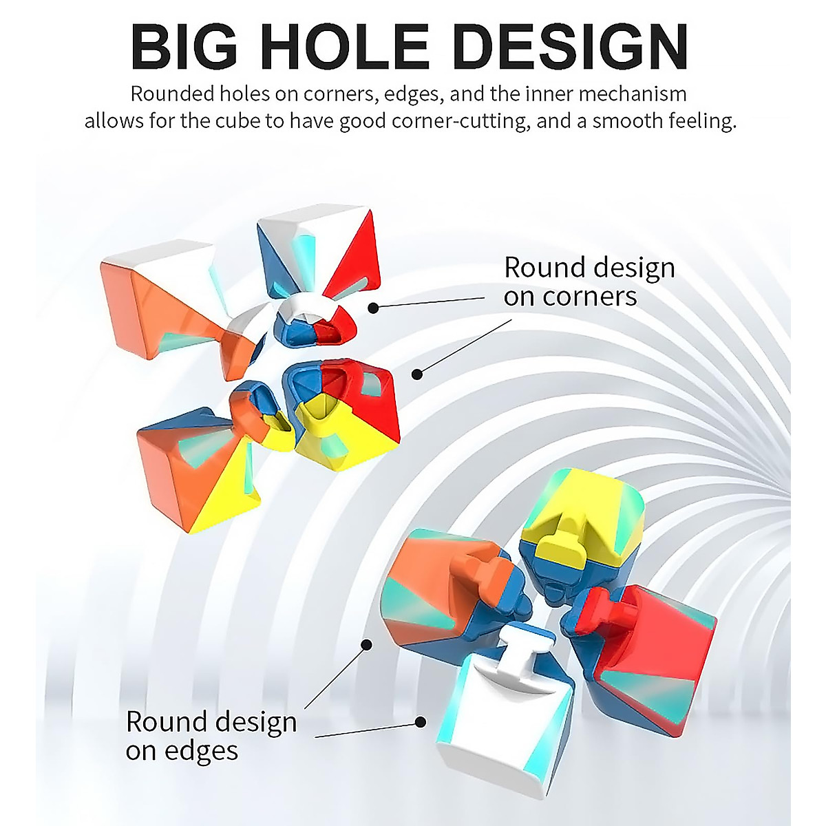 CFMOUR Speed Cube 3x3x3 - Moyu Meilong 3C, Stickerless Magic Cube 3x3, Fast Smooth Turning Vivid Colour 3D Puzzle Brain Toy Travel Games, Turns Quicker Than Original