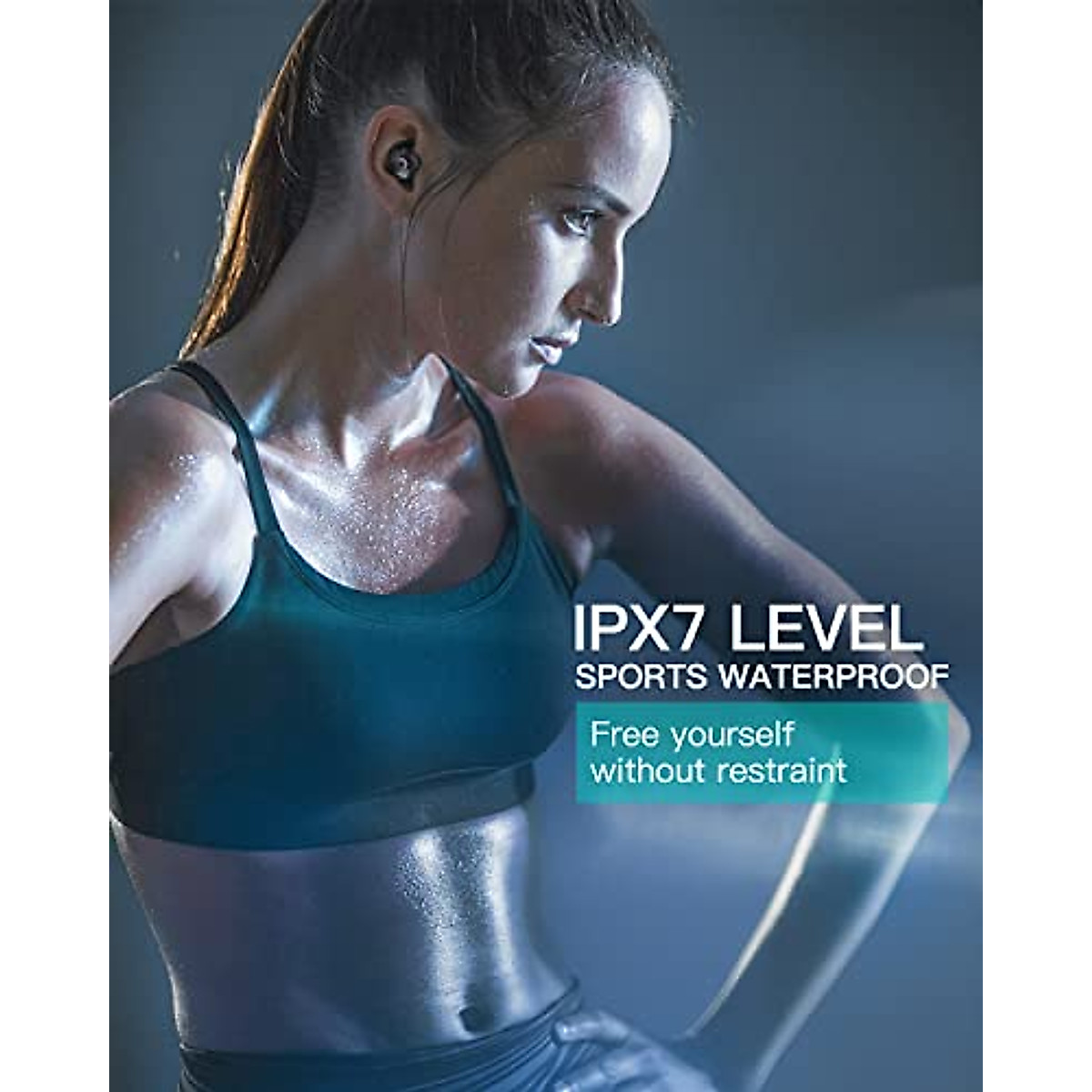 weetla Wireless Earbuds, Bluetooth5.2 Deep Bass Headphones with 4 Mics, 30 Hours Playtime, IPX7 Waterproof Stereo Sport Earphones in-Ear Buds for iOS & Android Black