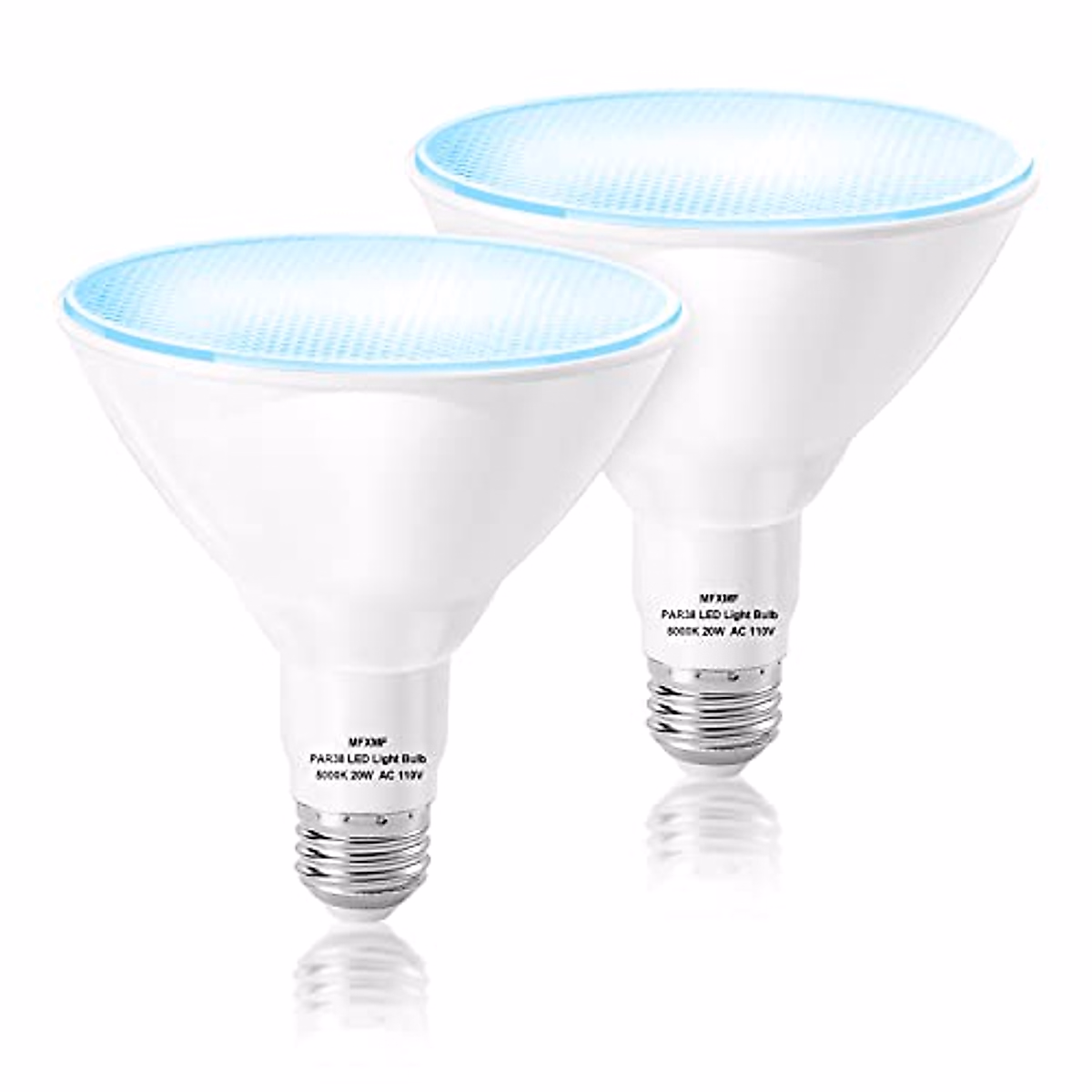 mfxmf LED Flood Outdoor Light Bulb 5000K Daylight，110V E26 Base 20W PAR38 Flood Light Bulbs Replace Up to 200W, Non-Dimmable,1800 Lumens LED Flood Light for Outdoor Hallway Garden（2 Pack）