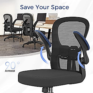 YONISEE Desk Chair - Ergonomic Office Chair Swivel Computer Chair with Flip-up Armrest, Adjustable Lumbar Support, Height Tilting Adjustment, Home Office Desk Chairs Mesh Task Rocking Executive Chair