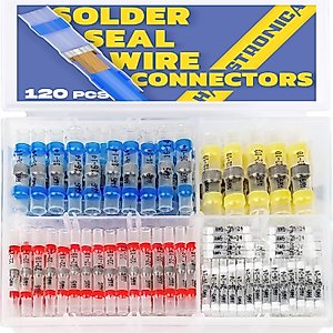 haisstronica 120PCS Solder Seal Wire Connectors,Marine Grade Heat Shrink Wire Connectors-Heat Shrink Butt Connectors-Butt Splice Wire Connectors for Stereo, Electrical with Corrosion and Weatherproof