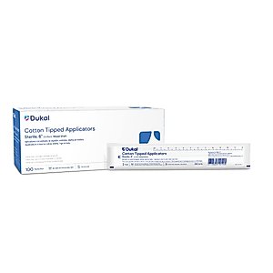 Dukal Cotton Tipped Applicators 6 inch Pack of 200 Swabsticks Wood Shaft 100% Cotton tip Sterile swabsticks for Medical Applications Latex-Free Single use