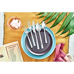 Hamilton Forge Tomodachi by Hampton Forge - Dali Marble – 20 Piece Flatware Set – Service for 4 Silverware set – Stainless Steel – White with Black, Silver