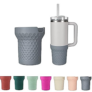 GardTok Silicone Boot Cover for Stanley Cup Accessories,Silicone Water Bottle Sleeve for Stanley Quencher H2.0 and Quencher Adventure Tumbler 40 oz Cup - Water Bottle Cover (Dark Gray, 40oz)