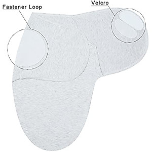 BlueSnail Adjustable Baby Cotton Swaddle Wrap, Ultra Soft Newborn Essentials Easy Wrap Velcro Swaddle (3 Pack,0-3 Month)(Heather Grey)