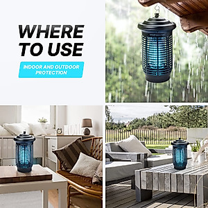 Electric Black Outdoor Mosquito Zapper 25W Total Power - Waterproof Zapper - Indoor Mosquito Repellent Fly Traps - Outdoor Bug Killer Fly Zapper Indoor