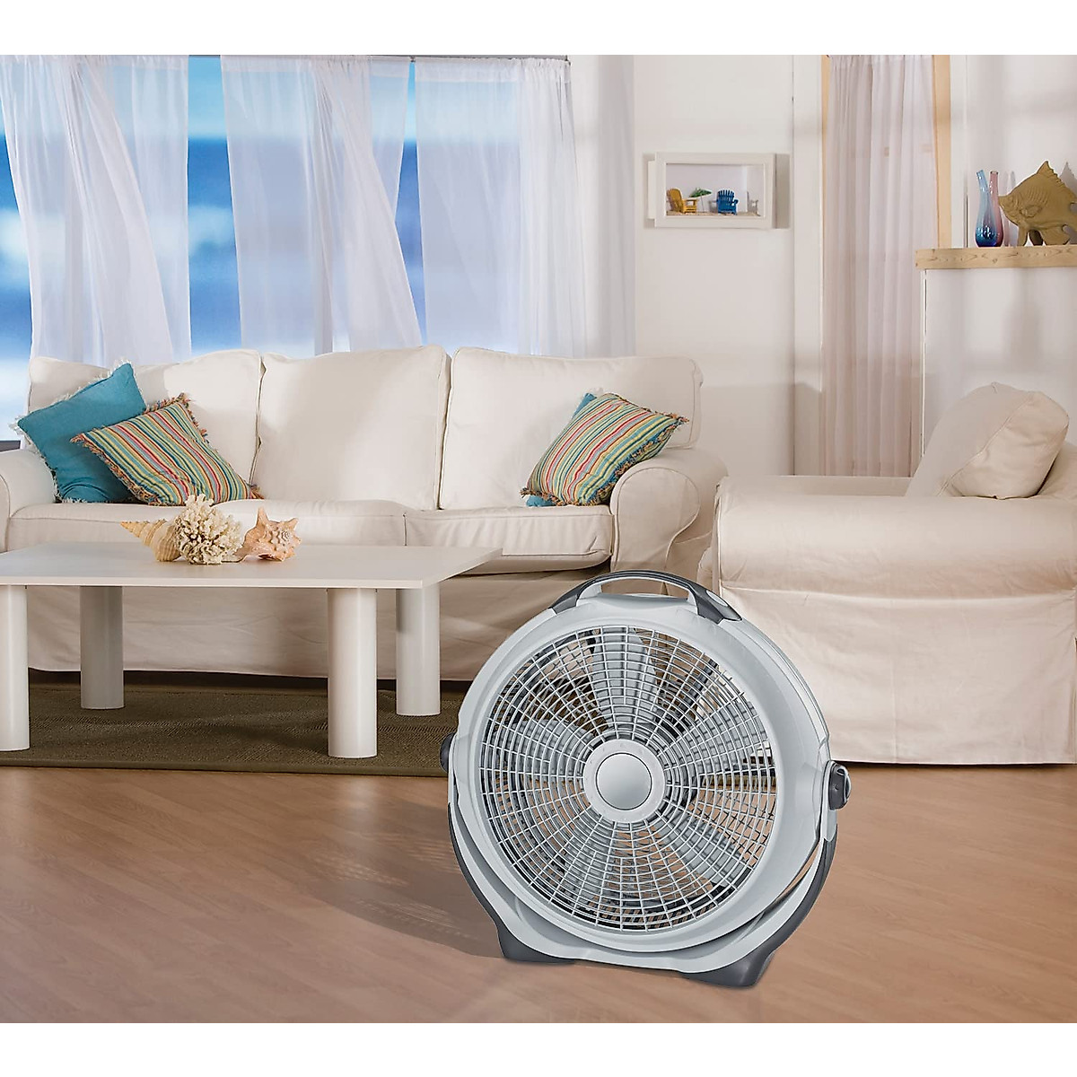 20" Air Circulator Wind Machine, 3-Speed Floor Fan with Pivoting Head, A20301, Gray