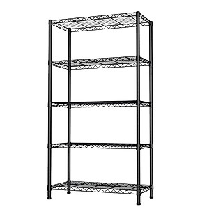 SINGAYE 5-Shelf Adjustable, Heavy Duty Storage Shelving Unit (350 lbs Loading Capacity per Shelf), Steel Organizer Wire Rack, Black (36" W x 14" D x 72" H)