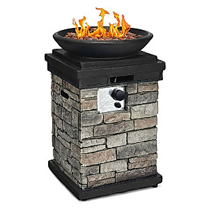 Happygrill Outdoor Propane Gas Fire Pit Table, 40,000 BTU Gas Fire Pit with Lava Rocks and Rain Cover