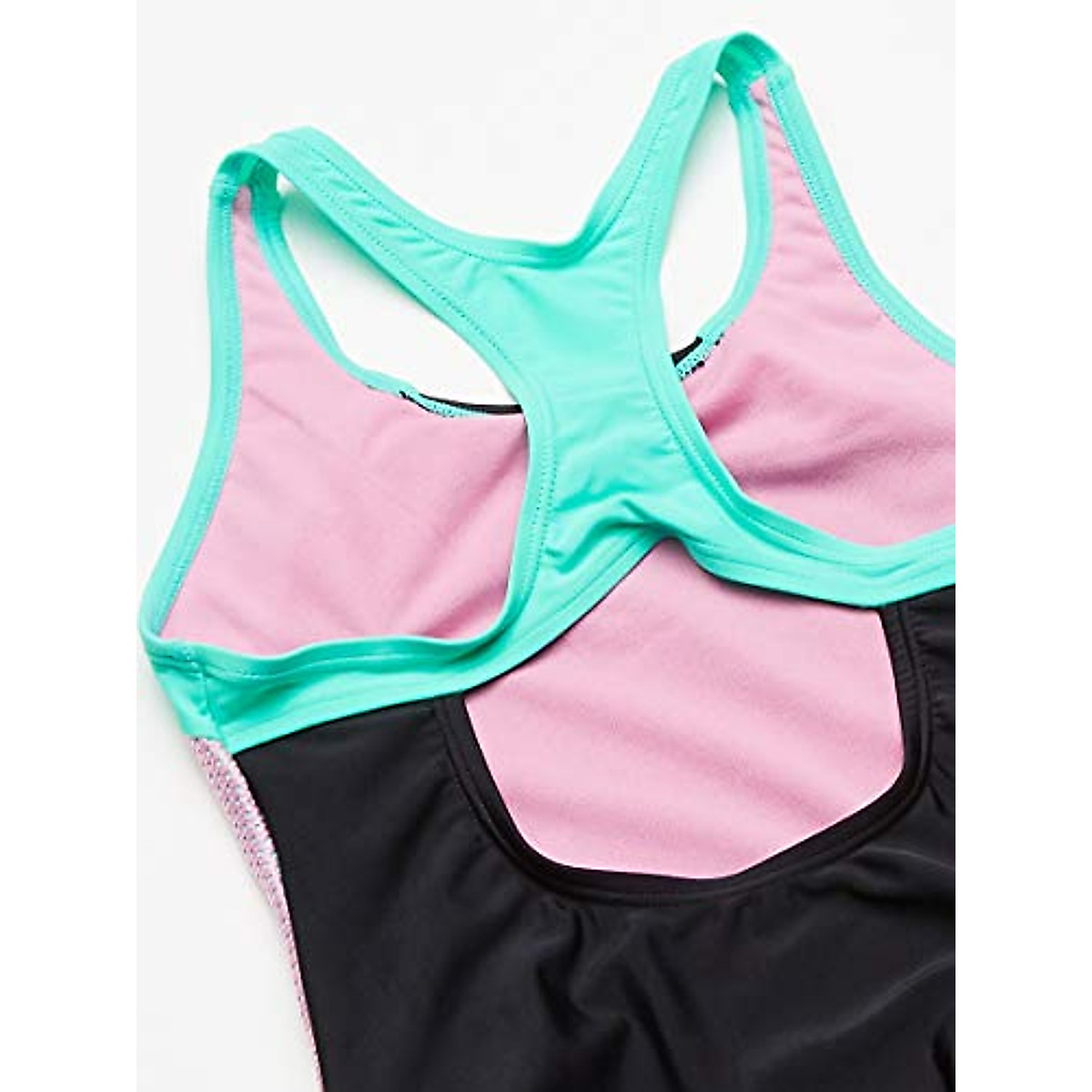 Speedo Girl's Swimsuit One Piece Mesh Splice Thick Strap Fuchsia Pink, 10