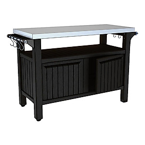 Keter 6131 Grill Beistelltisch (2-türig) Barbecue Side Table, 54 x 123.7 x 90 cm, Brown