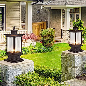 MODEBHD Outdoor Post Lights Bronze Fixtures，Balcony Pillar Lamp Outdoor Courtyard Waterproof Column Lamp Continental Wall Lamp Villa Door Lamp Aluminum Decorative Columns Post Lantern