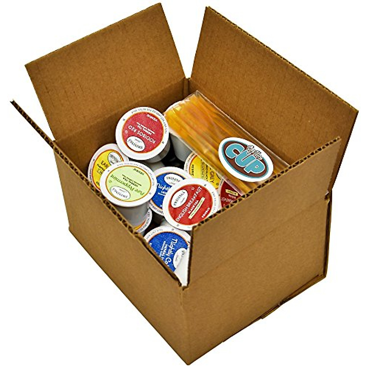 By The Cup Twinings Herbal & Decaffeinated Sampler Assorted Keurig 2.0 K-Cups with By The Cup Honey Sticks, 20 Count