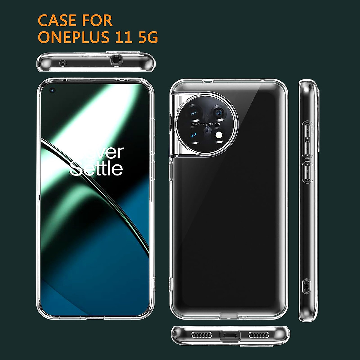 Oududianzi Case for Oneplus 11 5G,Non-Yellowing Shockproof Bumper Protective Phone Cover, Anti-Scratch Soft TPU Back(Transparent)