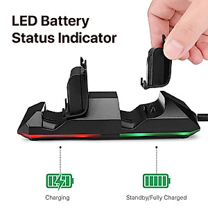 TNP Dual Charging Station for Xbox One Controller w/ 2 Rechargeable 600mah Lithium Batteries, Dock Cradle Base Charger w/USB Cable, LED Status Indicator for Xbox One S/X Wireless Gaming Controller