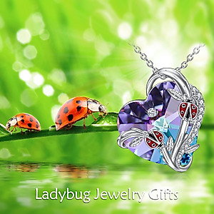 WINNICACA Ladybug Gifts Sterling Silver Ladybug Necklace for Women Crystal Ladybug Jewelry Ladybug Pendant for Teens Birthday