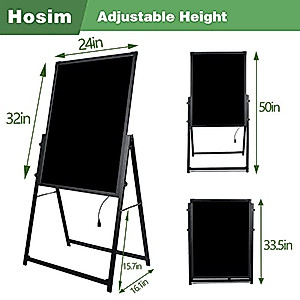 Hosim Standing A-Frame LED Message Writing Board, 32” x 24" Illuminated Erasable Neon Effect Restaurant Menu Sign, Flashing Mode DIY Message Chalkboard for Kitchen Wedding Promotions