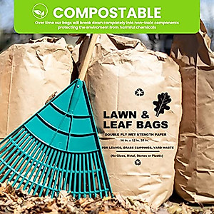 Lawn and Leaf Bags 30 Gallon - Pack of 10 - Tear Resistant Eco-Friendly Trash Bags for Wet/Dry Leaves, Grass Clippings, and Twigs - Brown Recyclable and Compostable Yard Bags - Biodegradable Bags