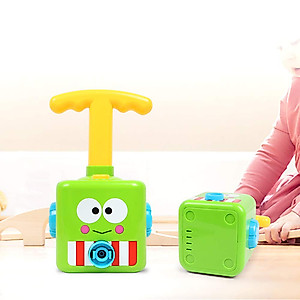 KLQQLK Balloon Powered Launch Car,Balloon Air Inflator Hand Push Mini Plastic Air Power Balloon Racer Vehicle Car Toy for Kids Gift (Frog)